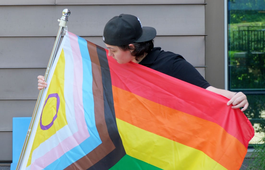 Celebrating Pride Month - Pride Flags on G-Level Patio